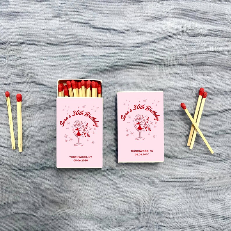 Custom Birthday Party Match Box, Custom Matchbooks, Birthday Matchbook ...