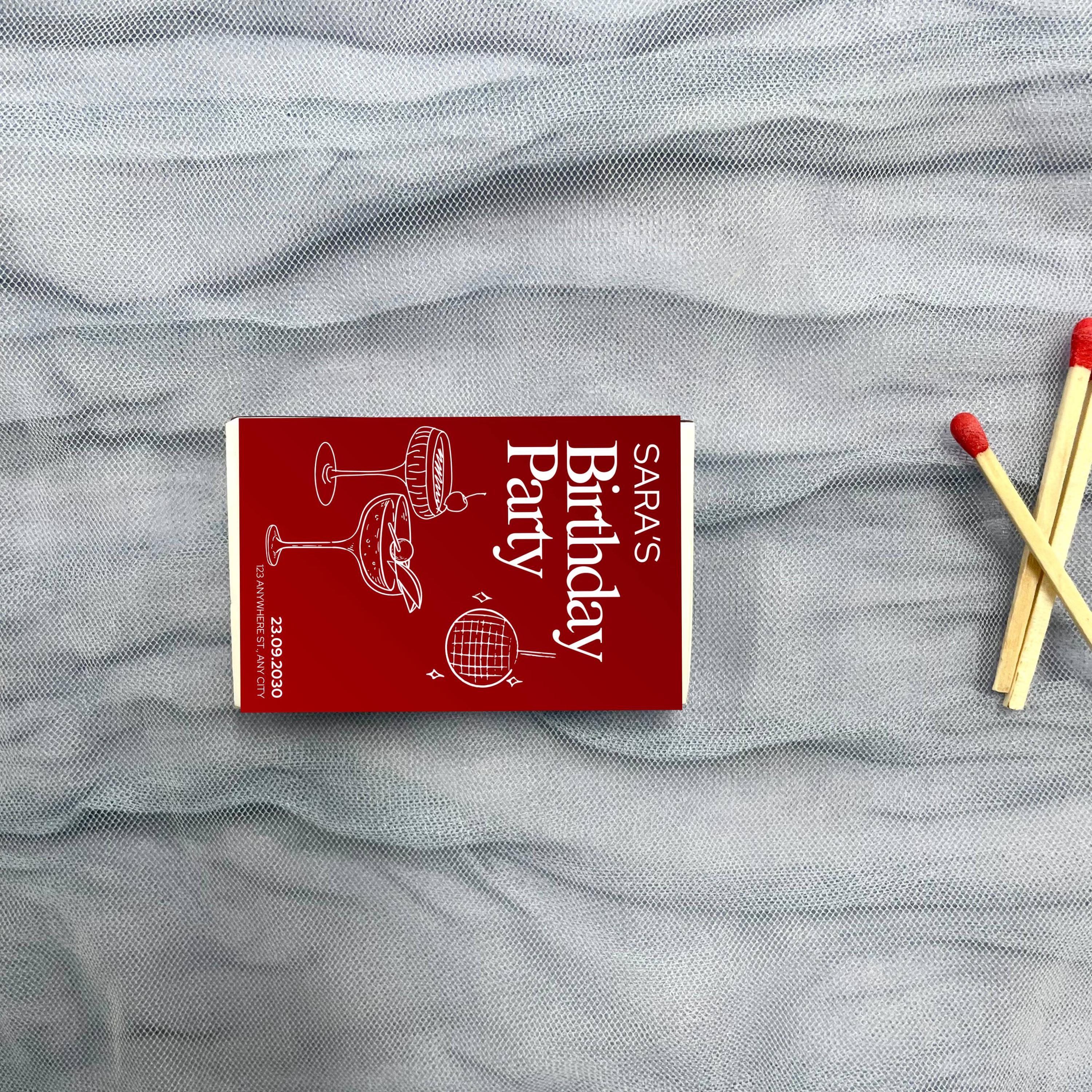 Custom Martini Birthday Match Boxes, Birthday Party Favor Matches ...