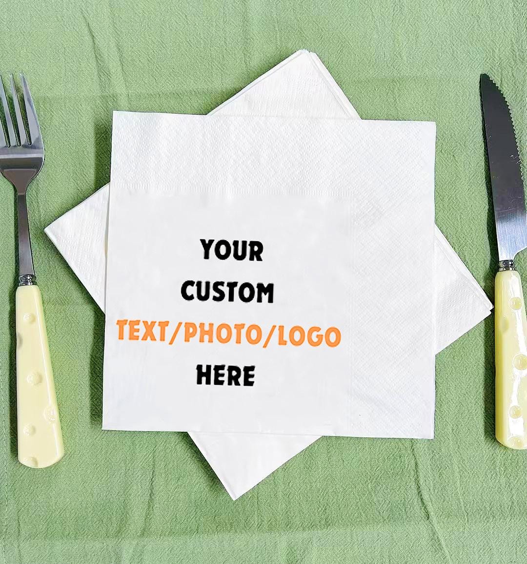 Personalized Photo & Logo Napkins for Weddings, Custom Cocktail Napkins ...
