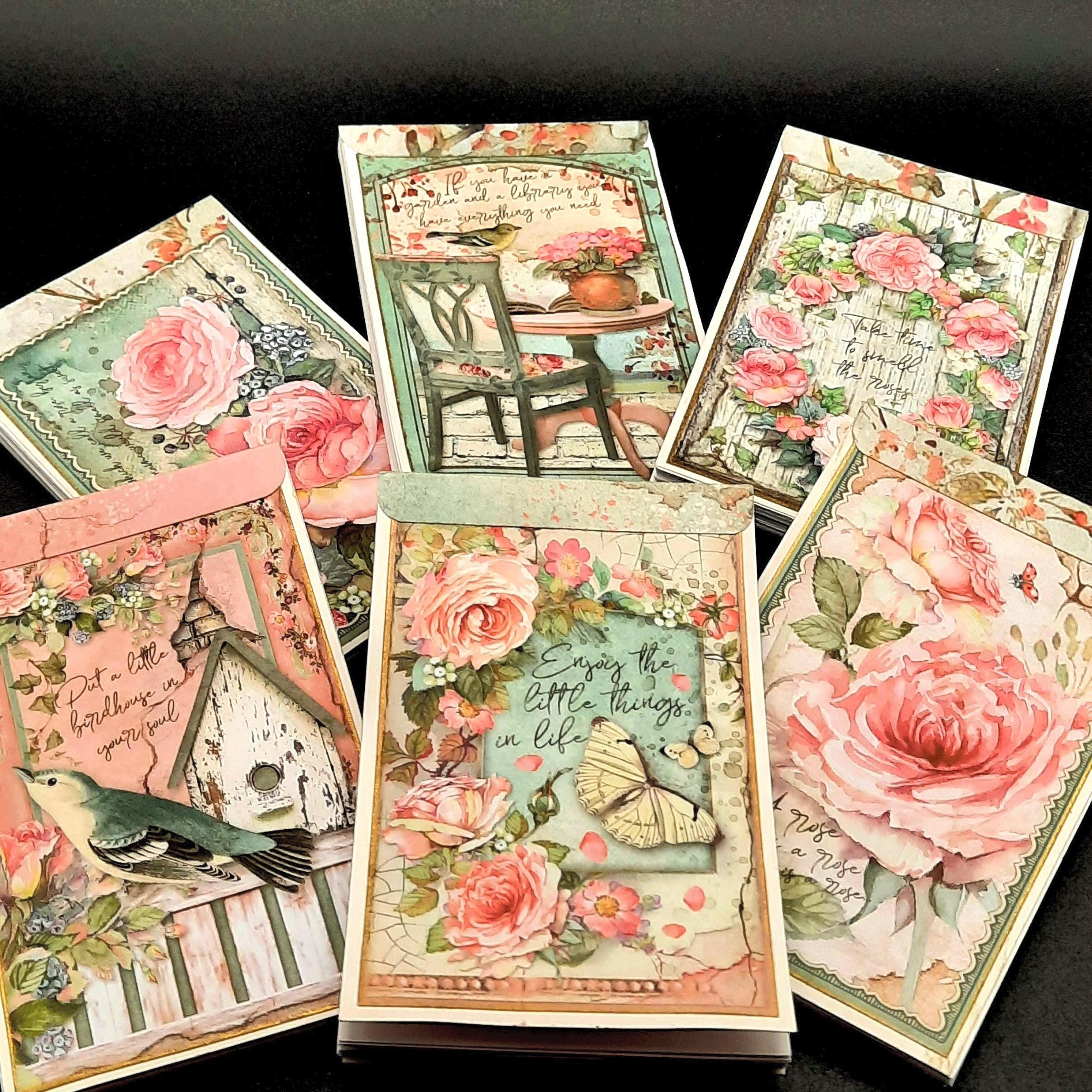 Pink Rose Garden Mini Notepads With Fifty Unlined Pages - Etsy