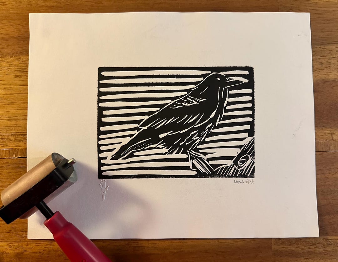 Raven | Linocut Print | Original Art | Signed and Embossed Original ...