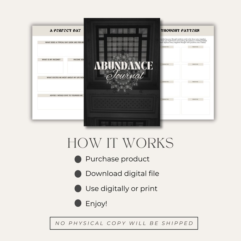 Abundance Journal Printable, Digital Manifestation Goal Setting Wealth ...