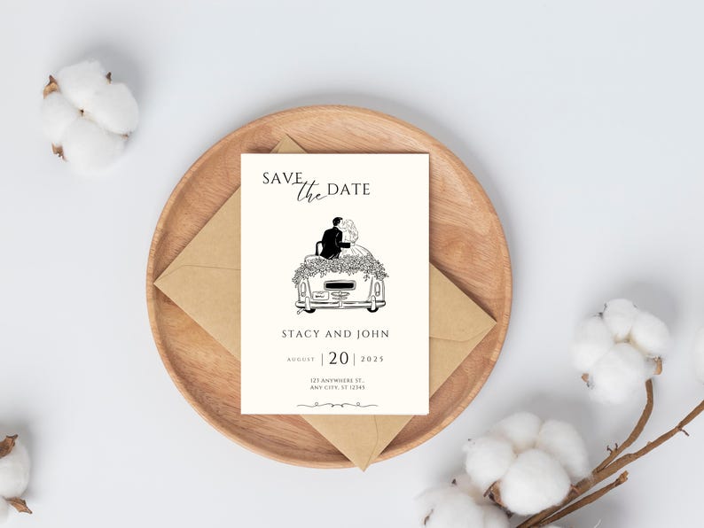 Simple & Classy Save the Date Invitation Template, Customisable ...