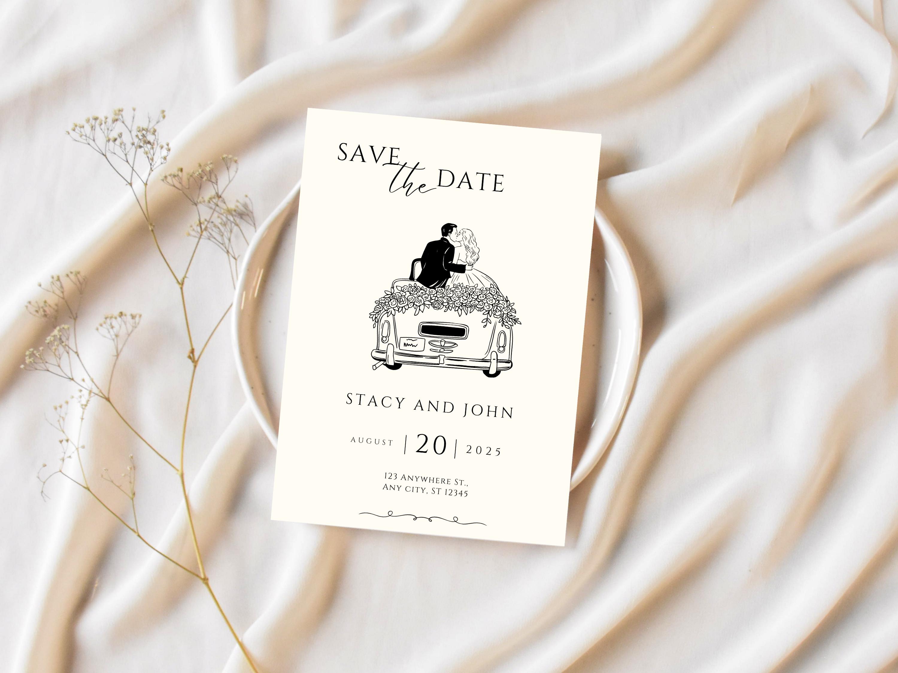 Simple & Classy Save the Date Invitation Template, Customisable ...