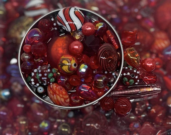 Red Glass Bead Mix | Assorted Shapes, Sizes - 150g - Etsy