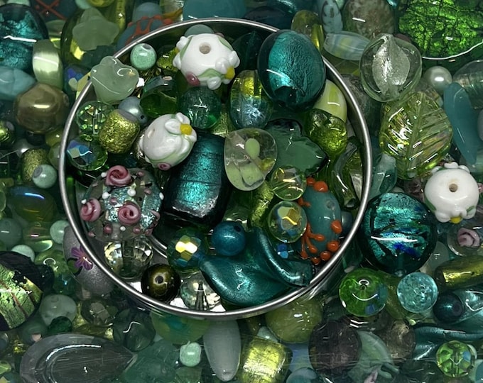Assorted Glass Bead Mix | Green | Variety Bulk Beads for Crafts ...