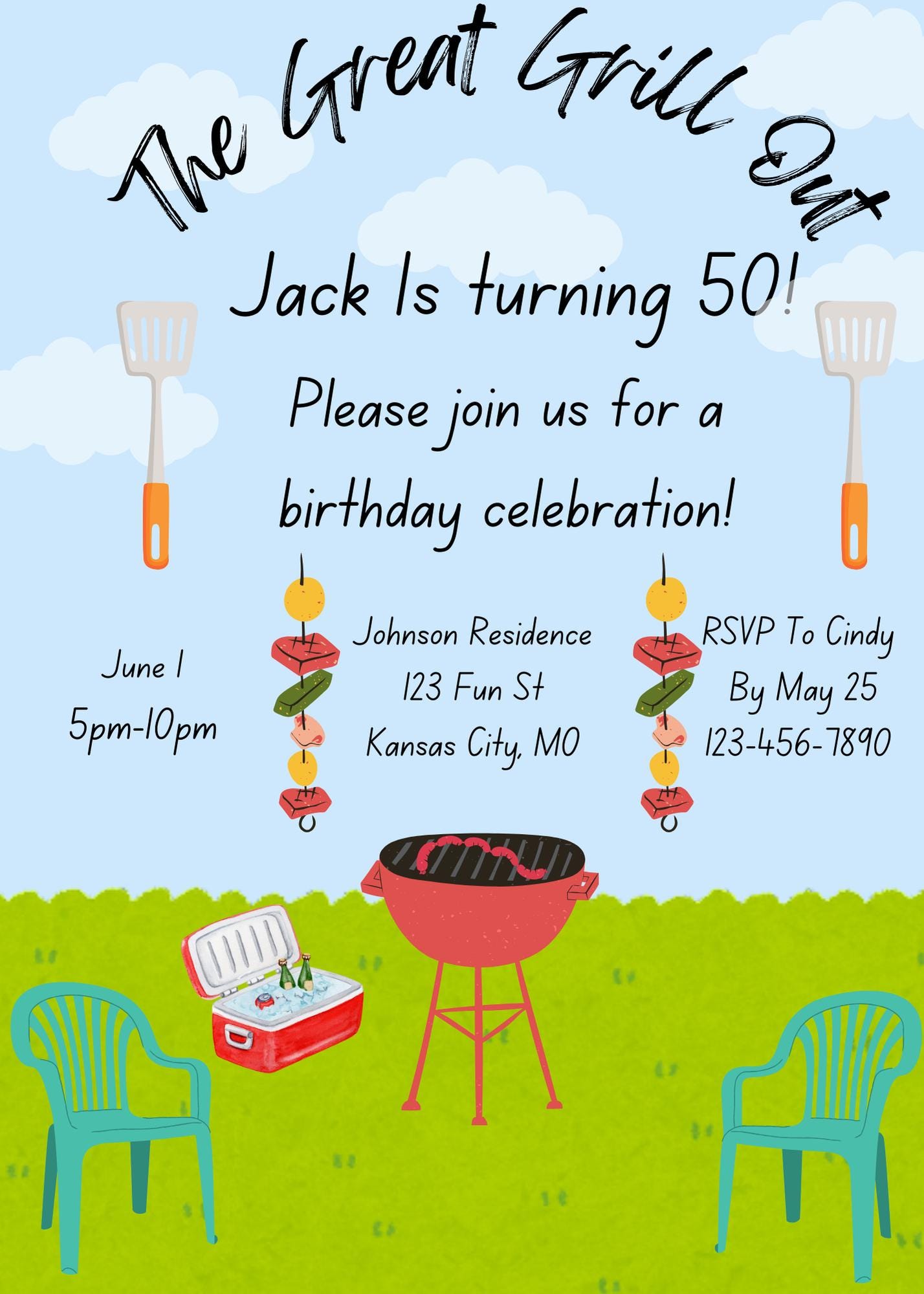 Editable the Great Grill Out Birthday Party Invitation - Etsy