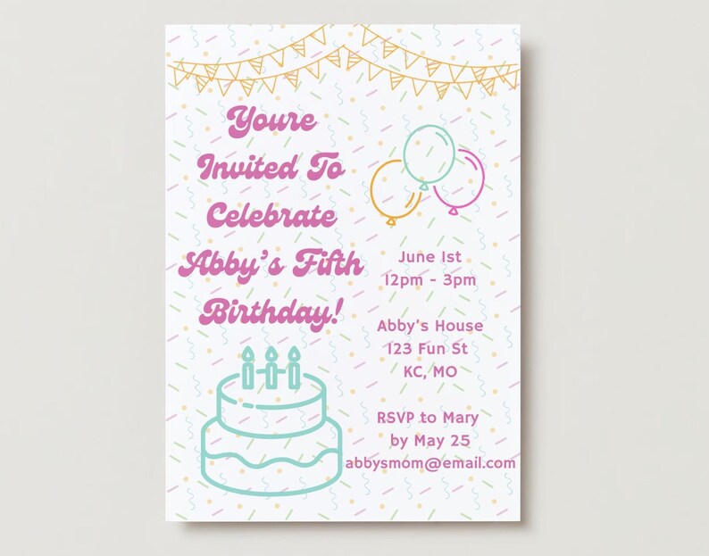 Editable Retro Themed Birthday Party Invite Template - Etsy