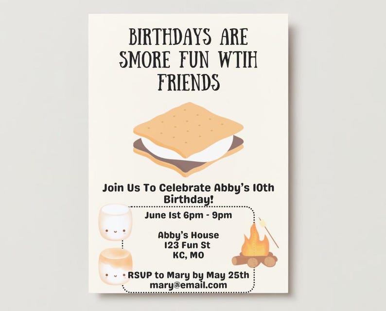 Editable Smores Birthday Party Invitation - Etsy