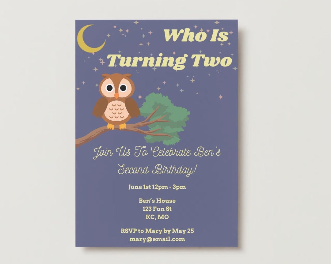 Editable Who is Turning Two Birthday Party Invitation - Etsy