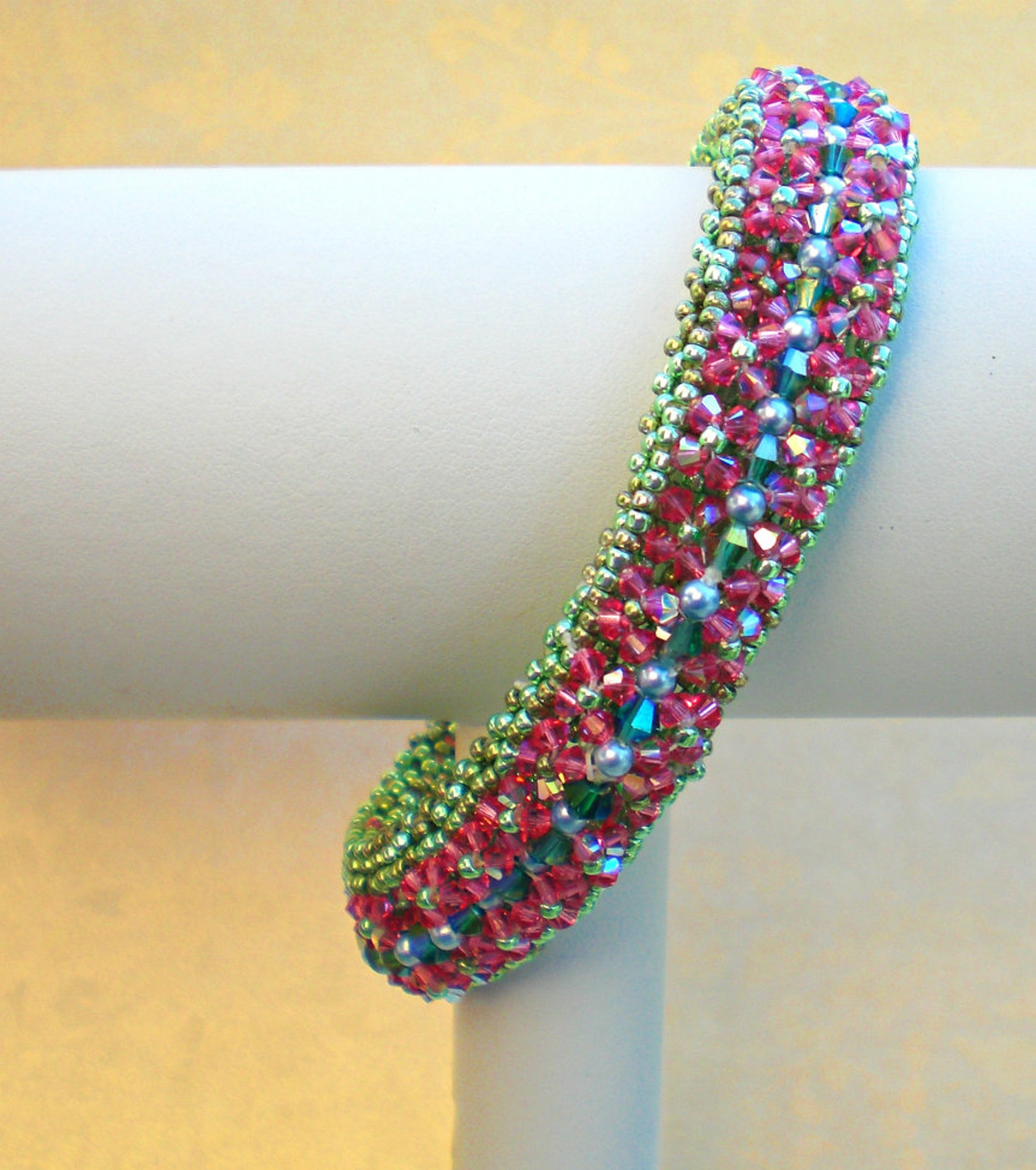 Bangle Bracelet Crystal Green Pink Blue Unique Jewelry Beaded - Etsy