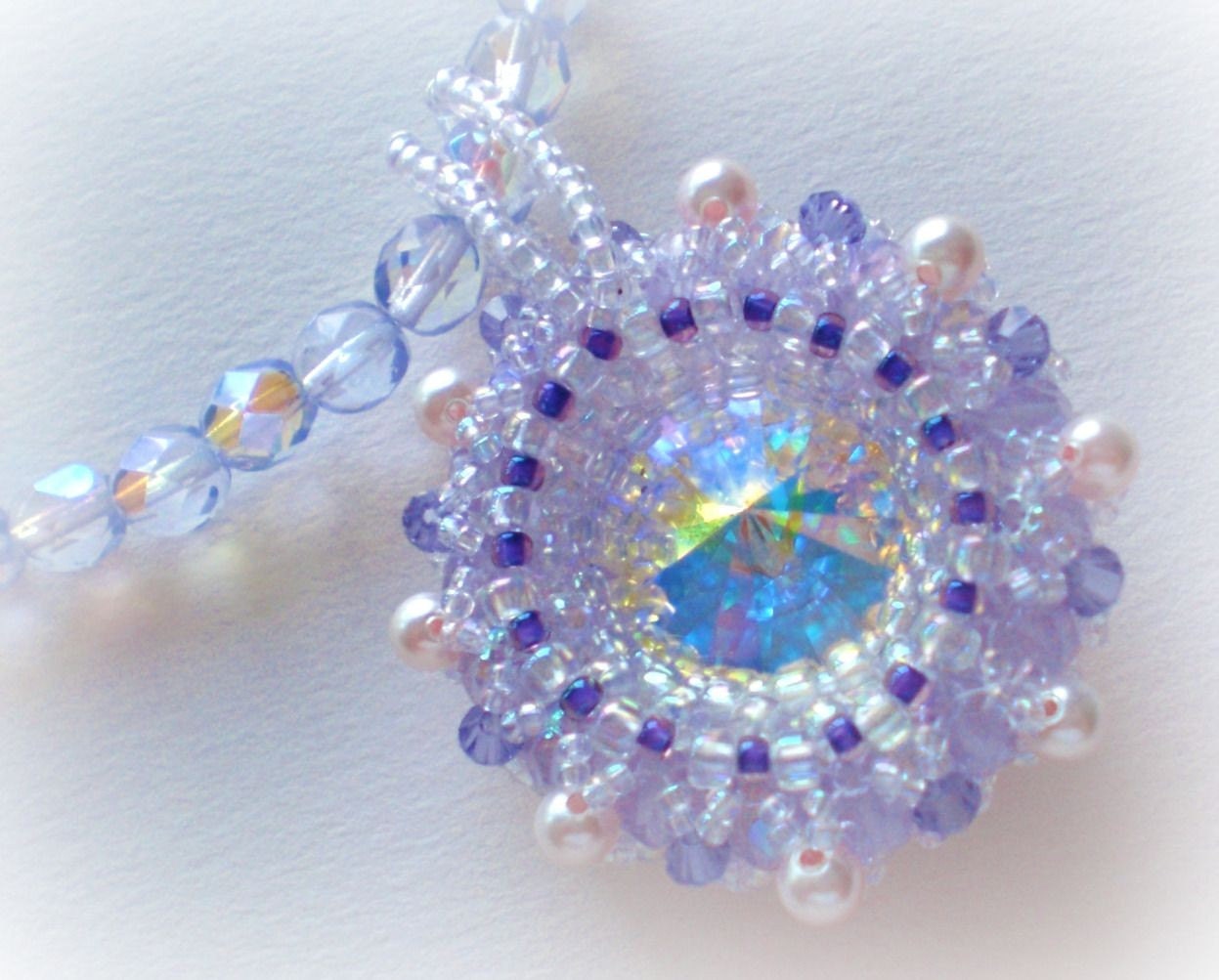 Crystal Rivoli Necklace Unique OOAK Jewelry Purple Lavender Lilac ...