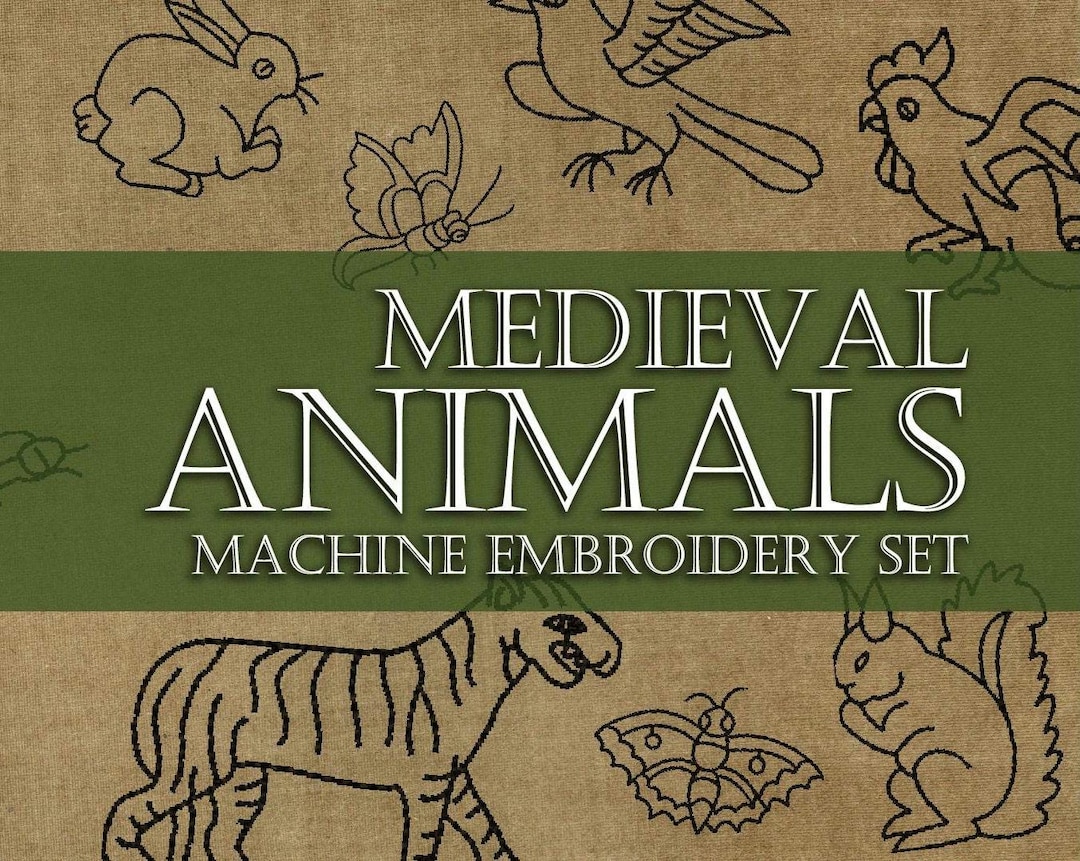 Medieval Animals Blackwork Machine Embroidery Set of 17 Designs for 4x4 ...