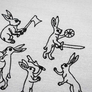 Medieval Battle Bunnies Blackwork Machine Embroidery Set of 13 Designs ...