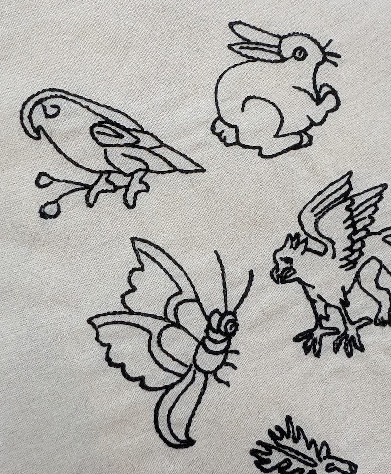 Medieval Animals Blackwork Machine Embroidery Set of 17 Designs for 4x4 ...