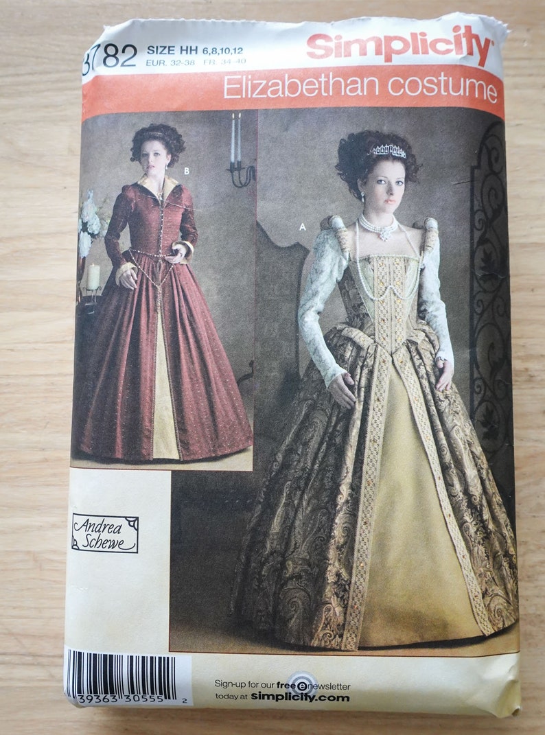 Simplicity 3782 Elizabethan Dress Sewing Pattern Size 6, 8, 10, 12 - Etsy