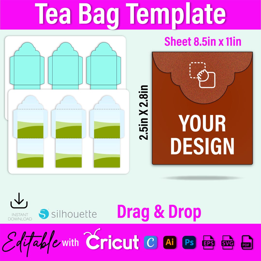 Tea Bag Envelope Template, Tea Bag Label, Seed Packet Template, Tea Bag ...