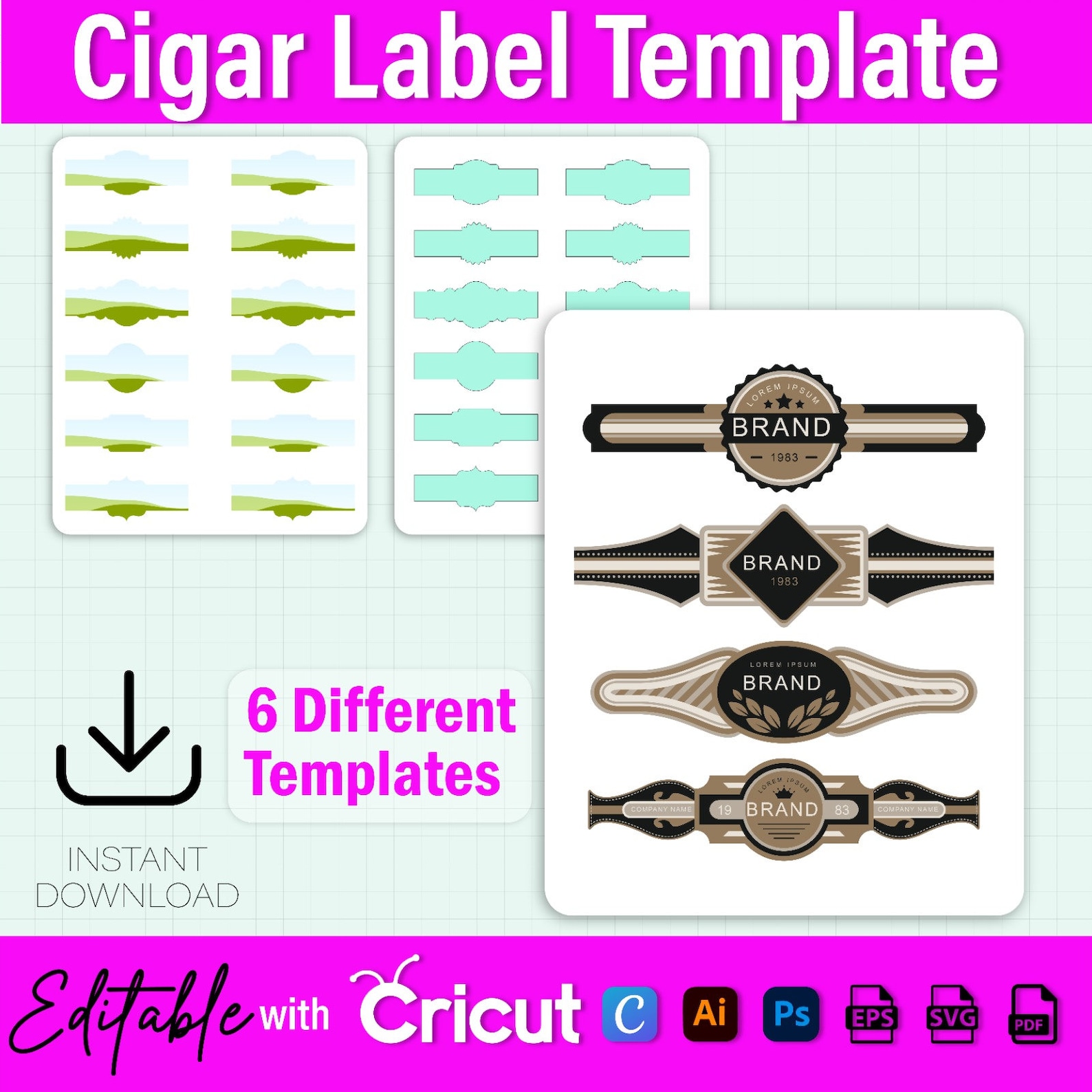 Cigar Label Template Bundle, Cigar Label Svg, Cigar Sticker Template ...