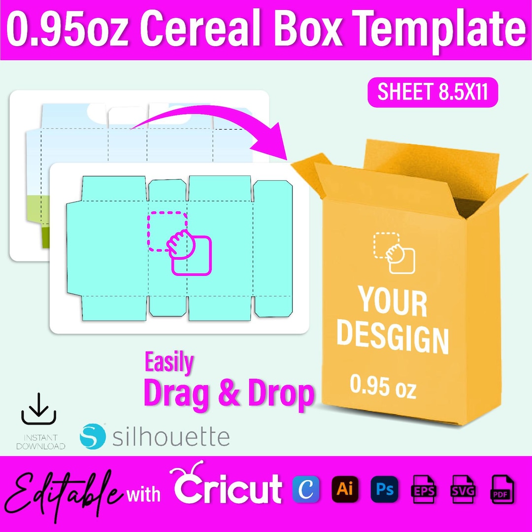 0.95 Oz Cereal Box Template, Cereal Box Svg, Cereal Packaging Template ...