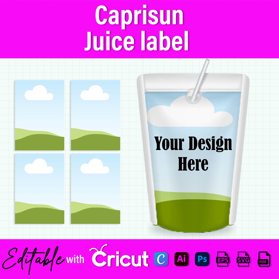 Custom Capri Sun Label Template: Canva Editable, SVG, AI, PNG (digital ...