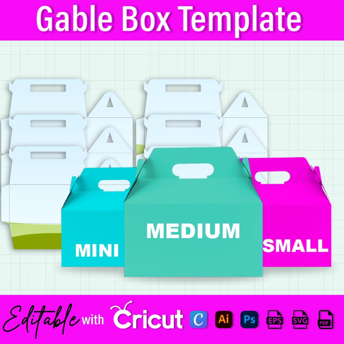 Gable Box Template Bundle, Box Templates Svg, Gable Box Template, Canva ...
