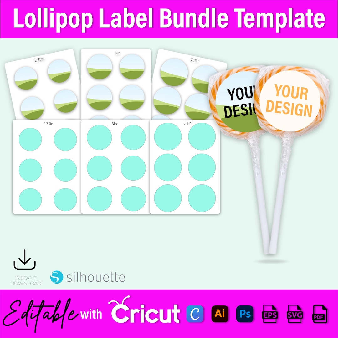 Lollipop Label Template Bundle, Editable Lollipop Label Template ...