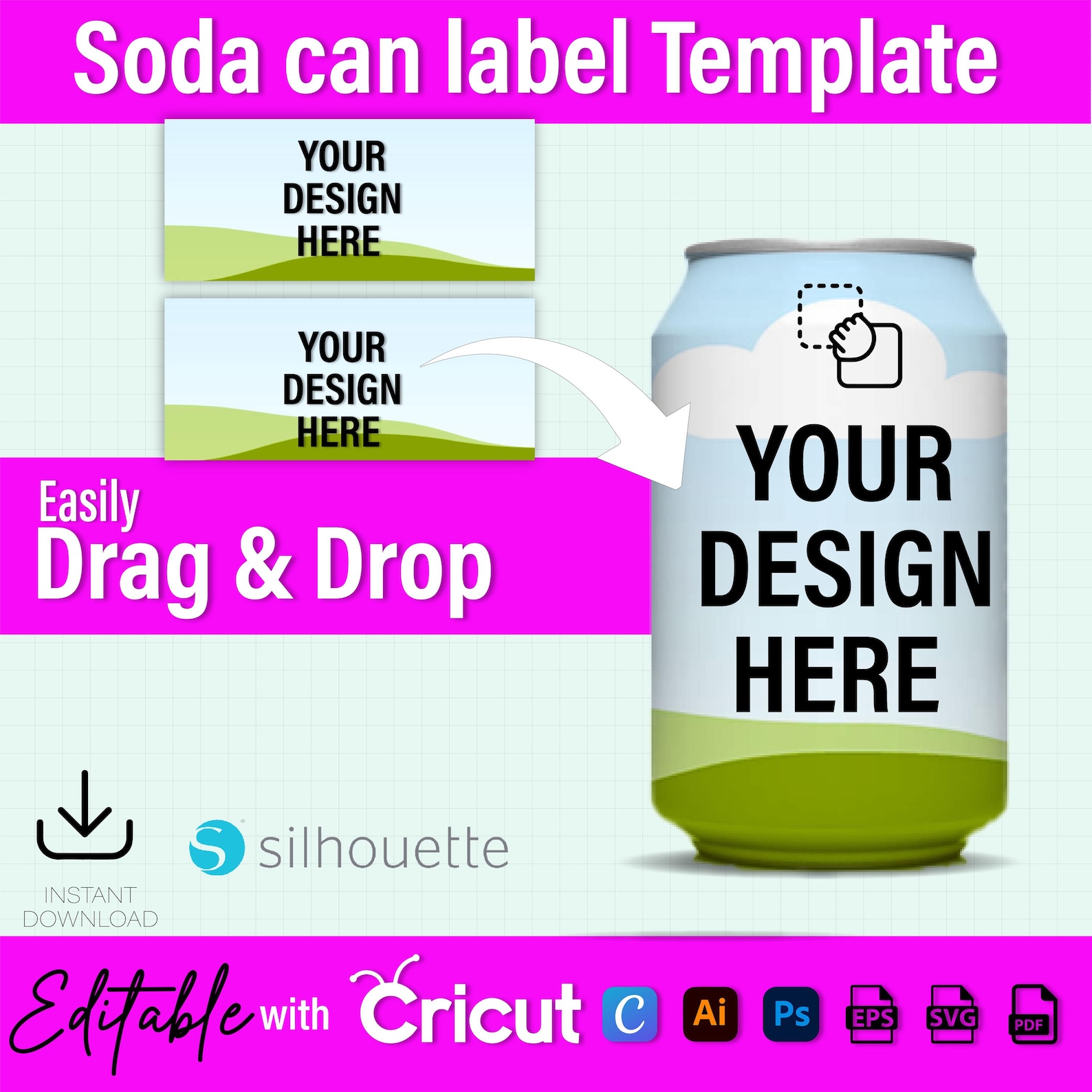 Soda Can Template, Soda Can Wrapper Template, Soda Can SVG, Blank Soda ...
