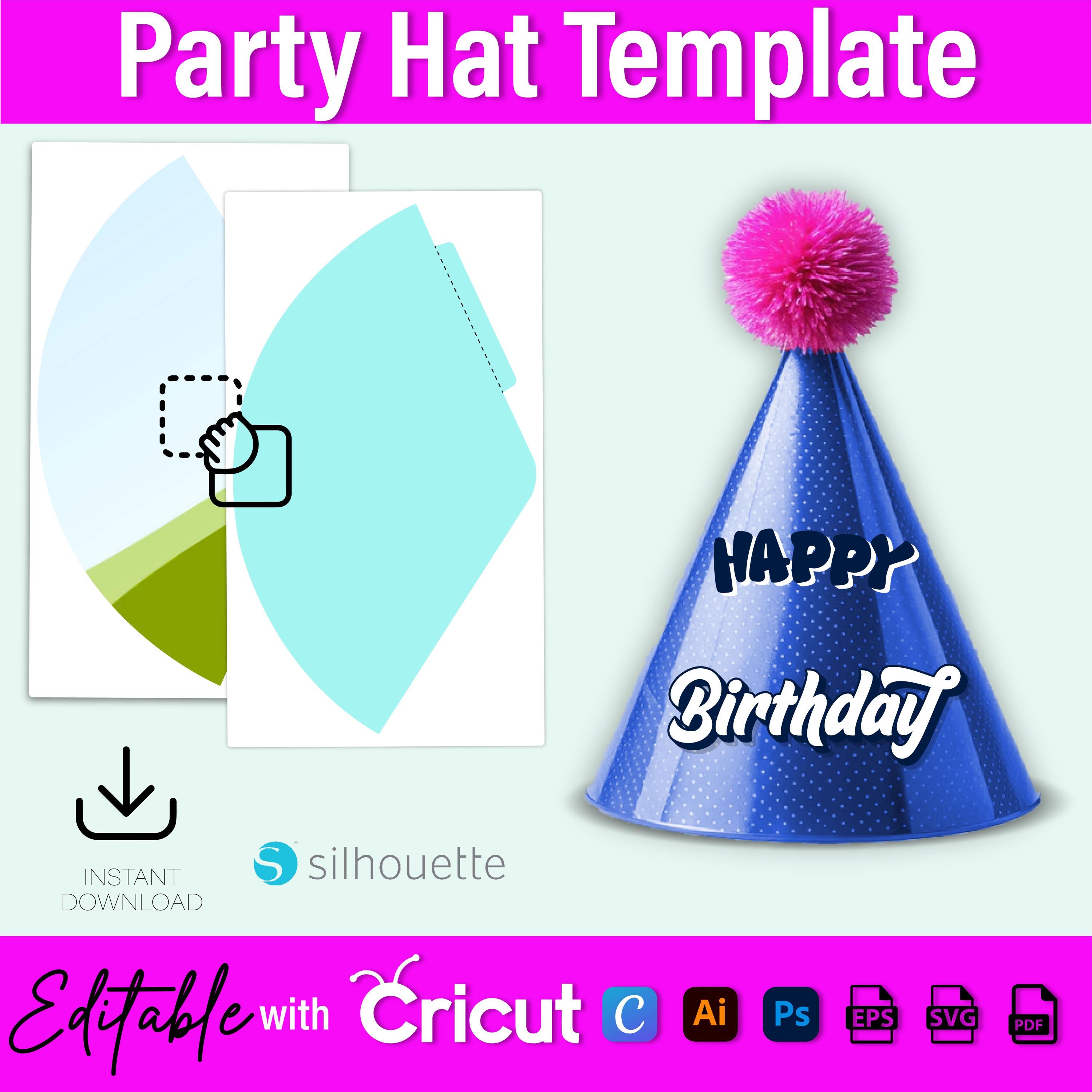 Party Hat Template, No Glue Party Hat Template, Party Hat Svg, Blank ...