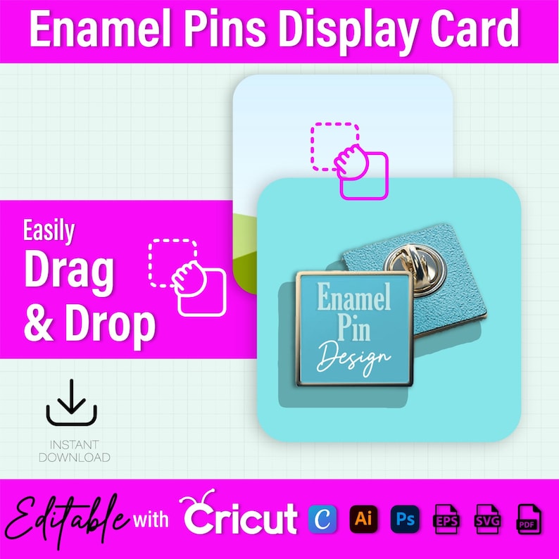 Enamel Pin Display Card Template. Keychain Display Card Template ...