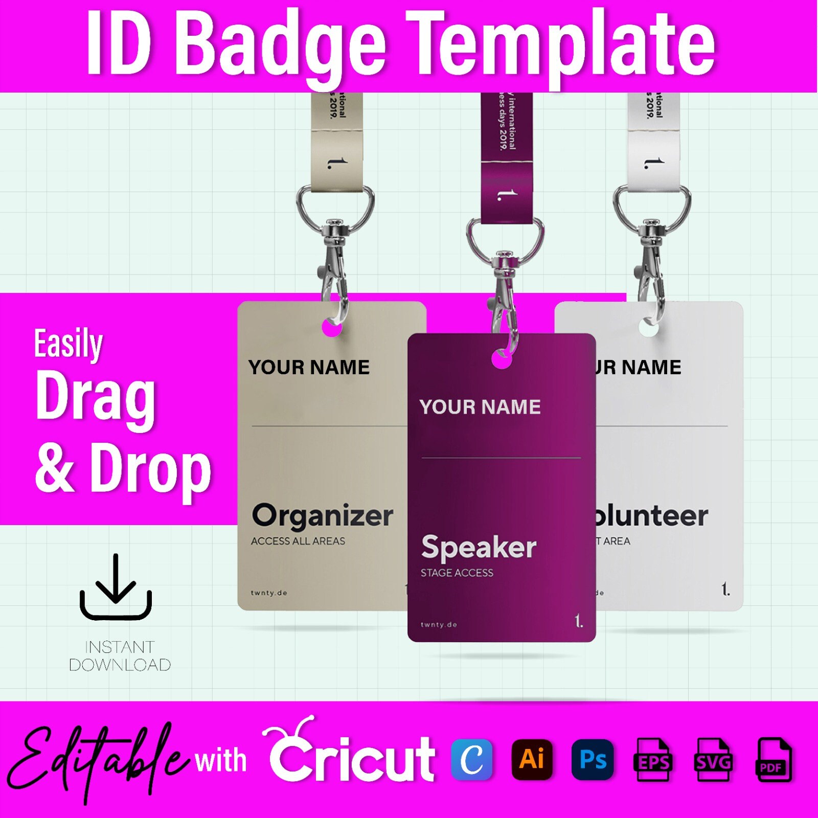 Customizable ID Badge Template: Canva Editable Staff Identity Card ...