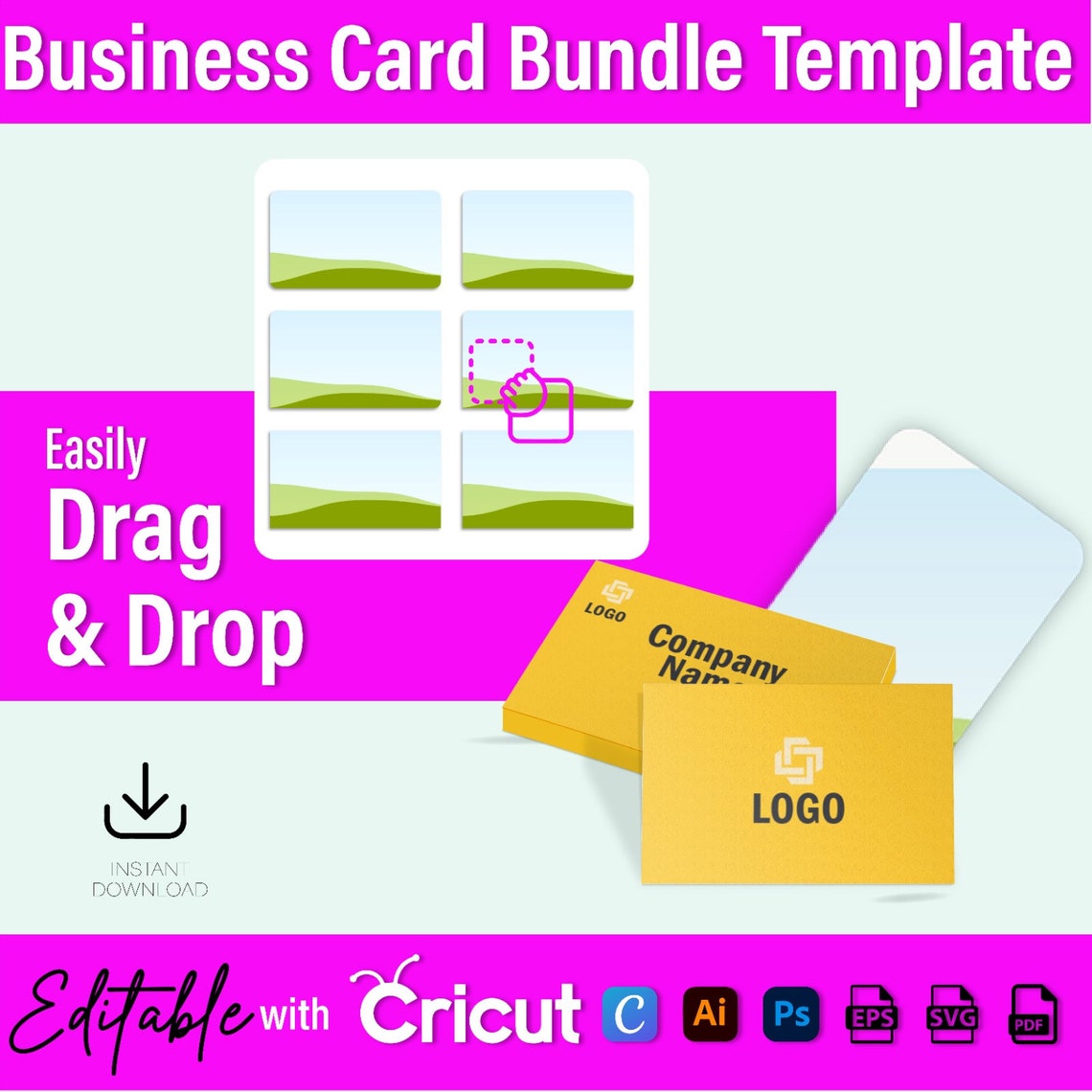 Business Card Template, Business Card Svg, 3x2.5business Card, Drag ...