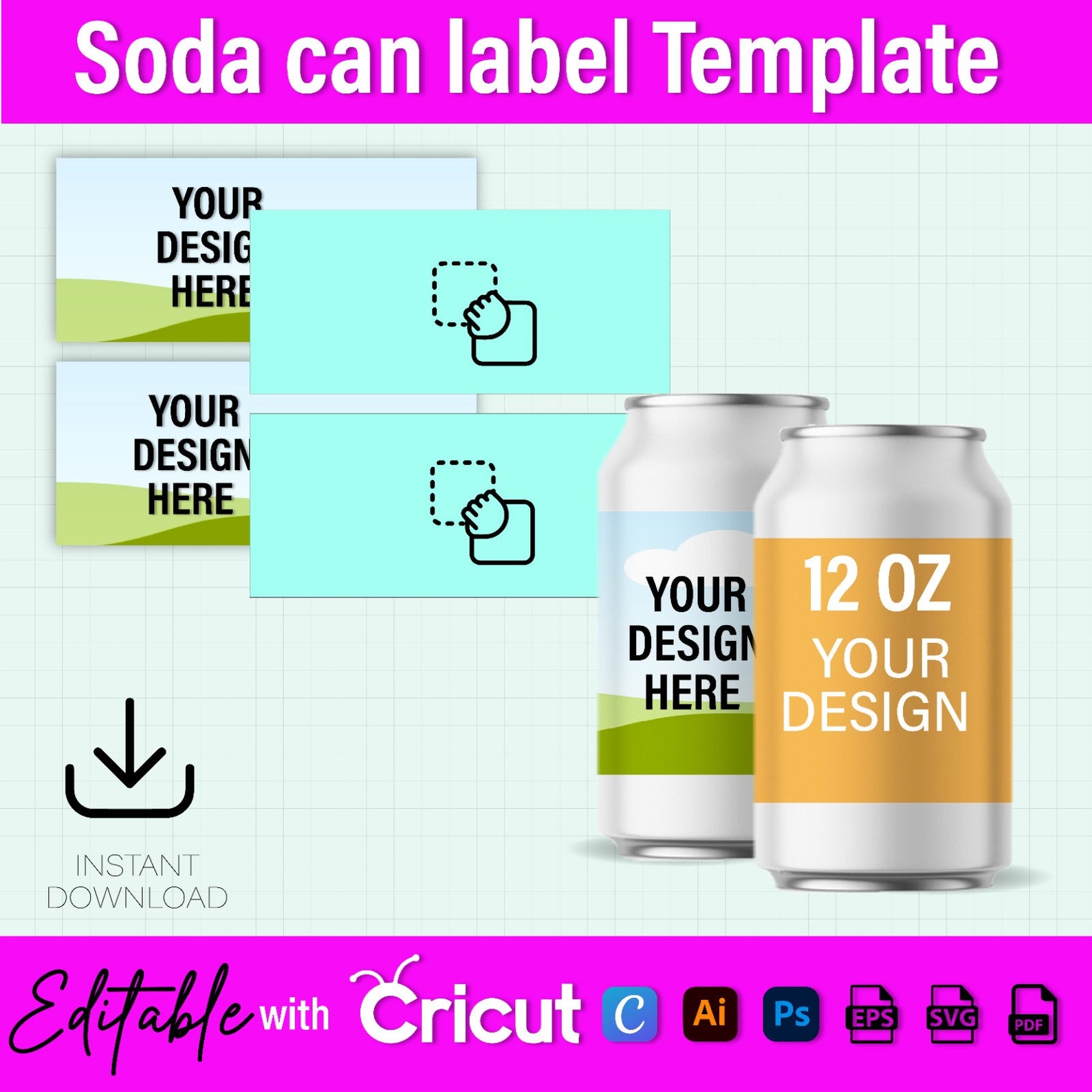 Soda Can Template, Soda Can Wrapper Template, Soda Can SVG, Blank Soda ...