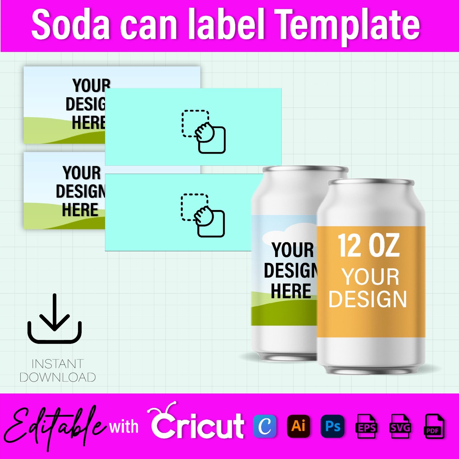 Soda Can Template, Soda Can Wrapper Template, Soda Can SVG, Blank Soda ...