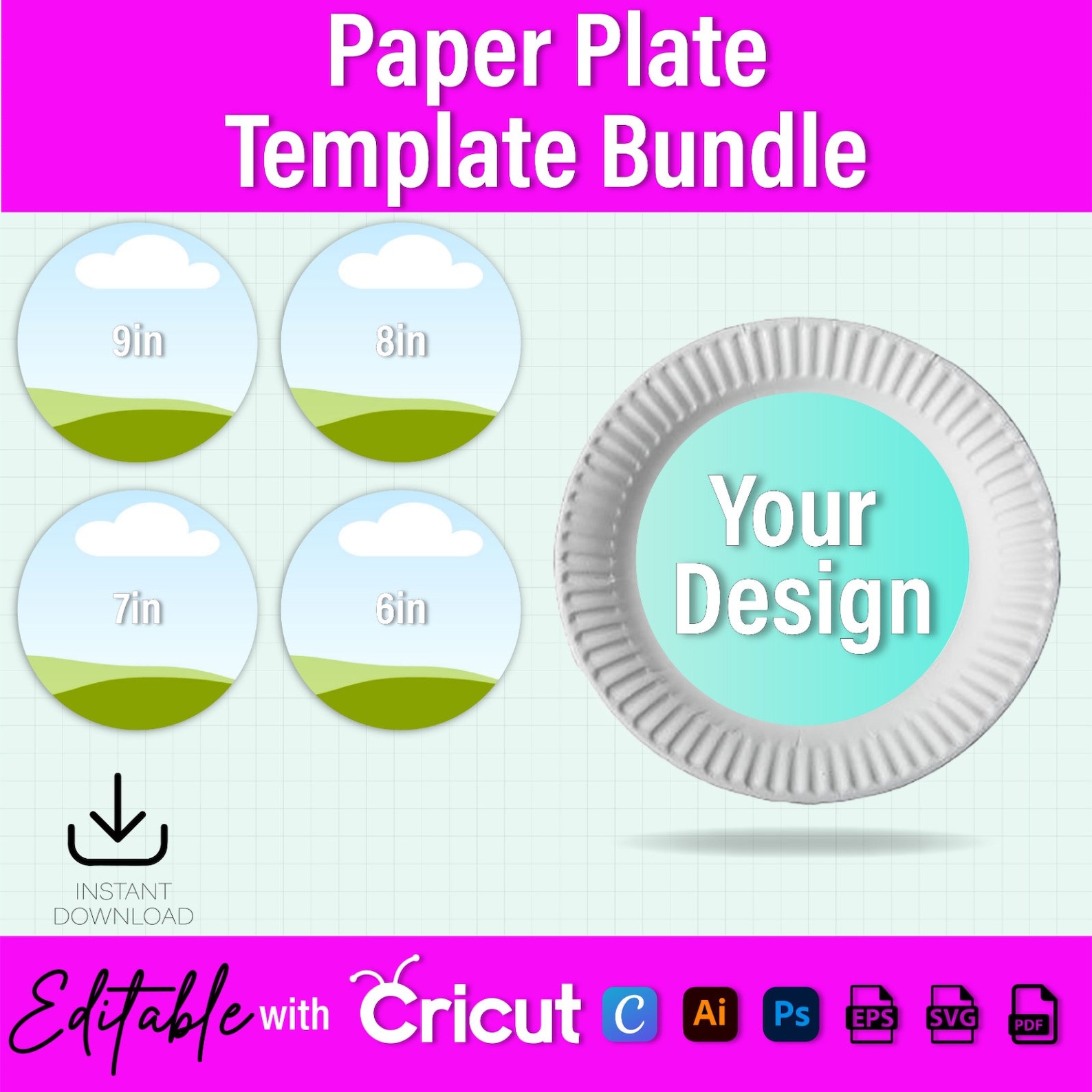 Paper Plate Template Bundle, Paper Plate Design, Paper Plate Mockup ...