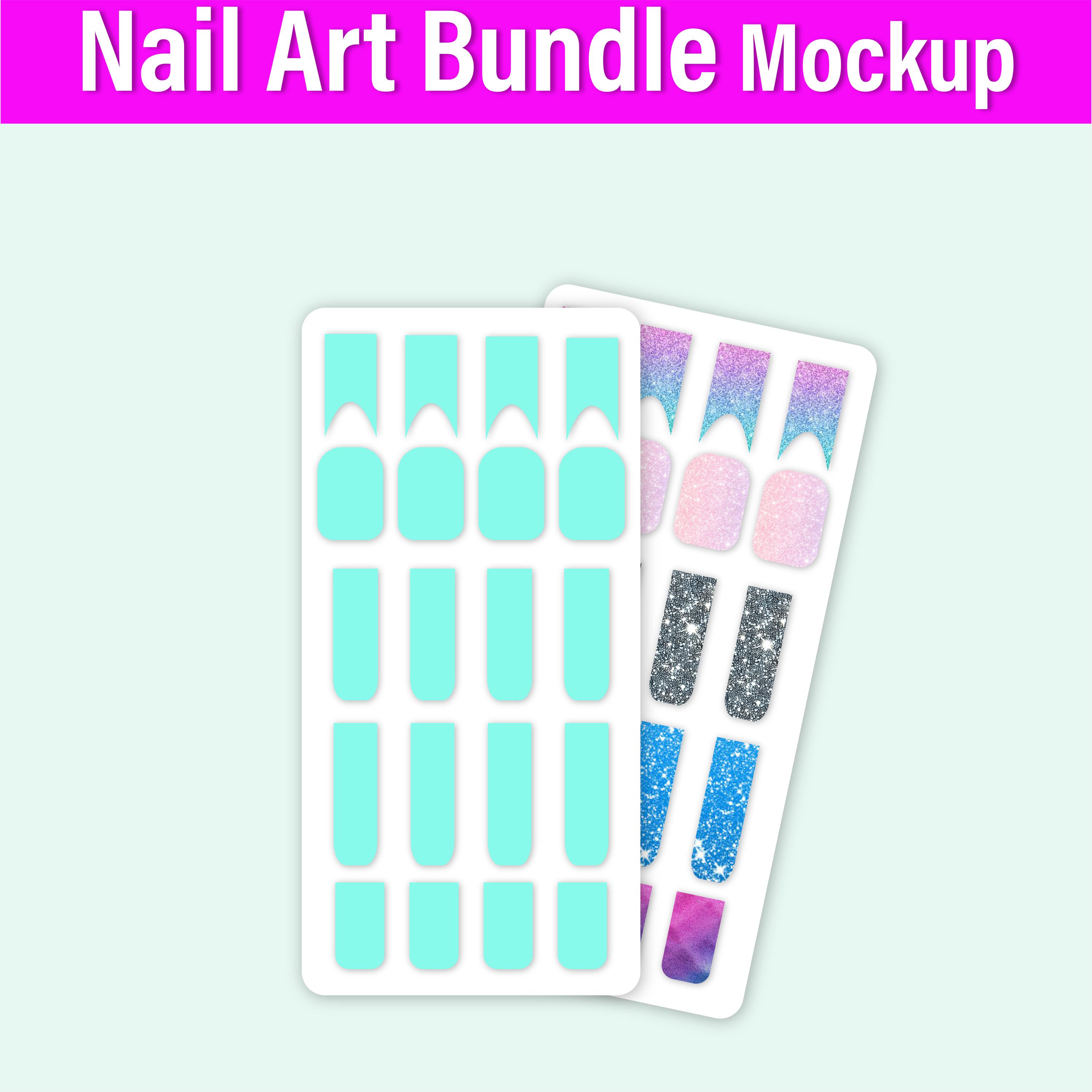 Nail Art Bundle Template, Square Nail Design Template, French Nail Art ...