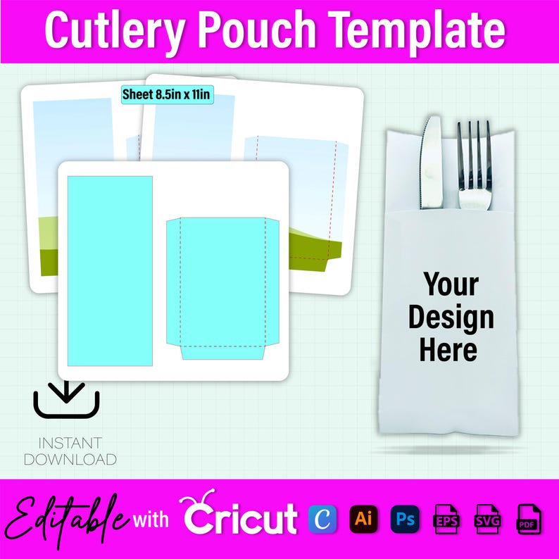 Cutlery Pouch Template, Cutlery Paper Holder, Cutlery Pouch Holder ...