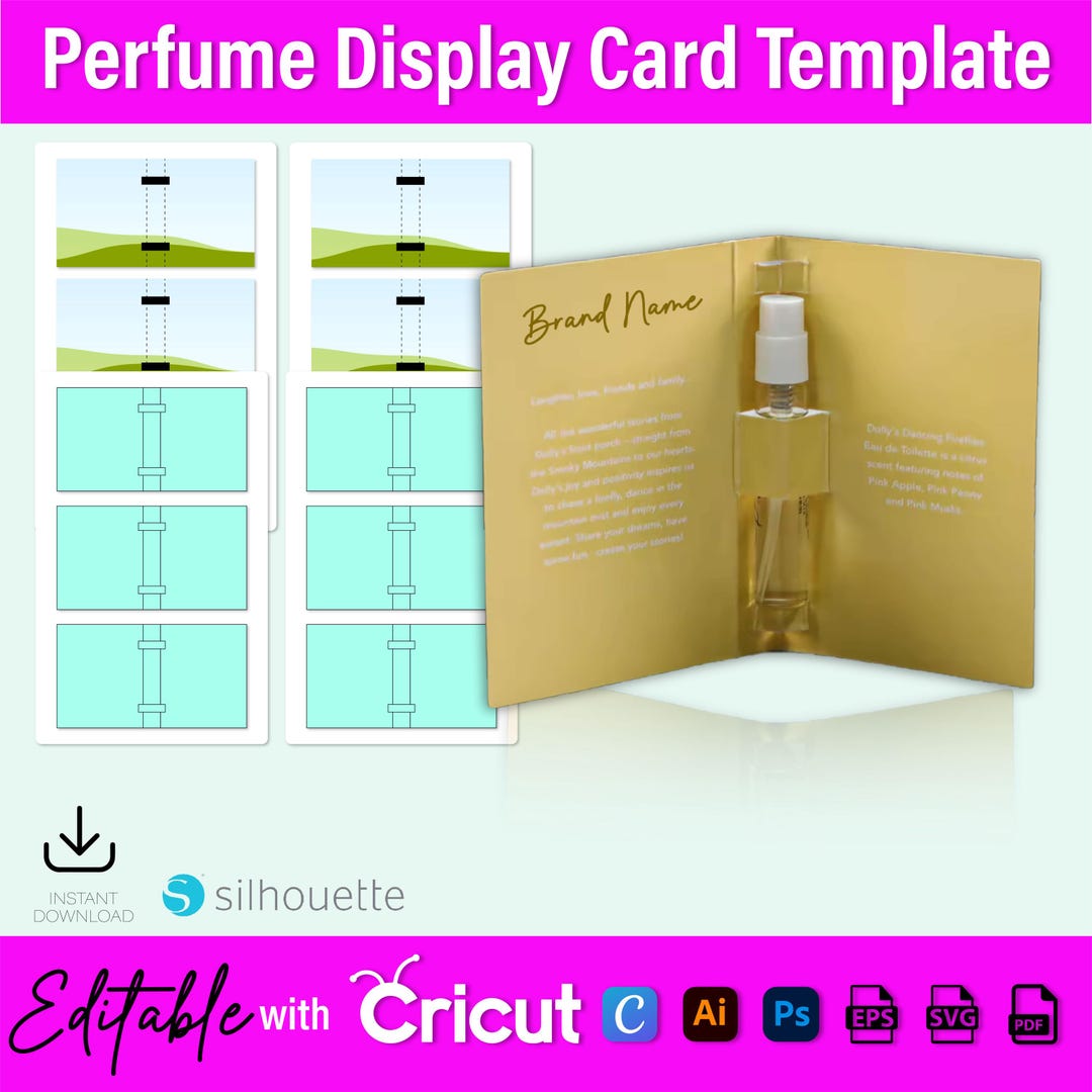 Perfume Display Card Template, Perfume Sample Display Card, Perfume Bottle Box, Perfume Card Svg ...