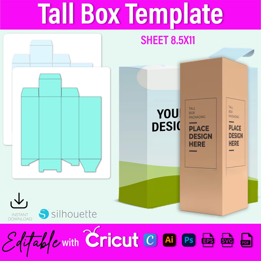 Tall Box Template, Gift Box Template, Tall Box Svg, Doll Box Template ...