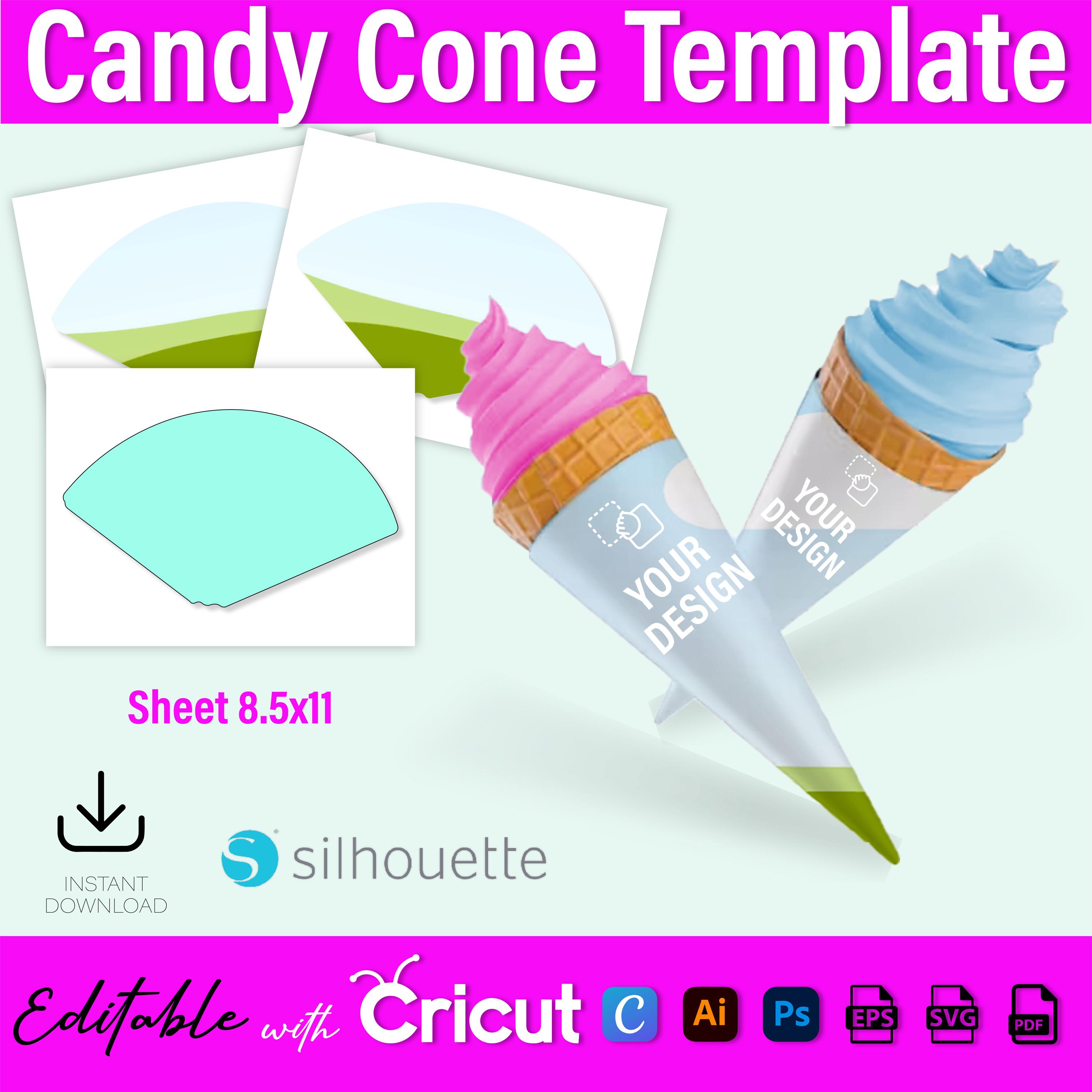 Candy Cone Template, Ice Cream Cone Wrapper Template, Treat Cone ...