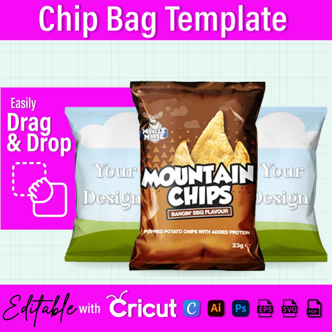 Chip Bag Template, Chip Bag Label, Blank Chip Bag, Custom Chip Bag ...