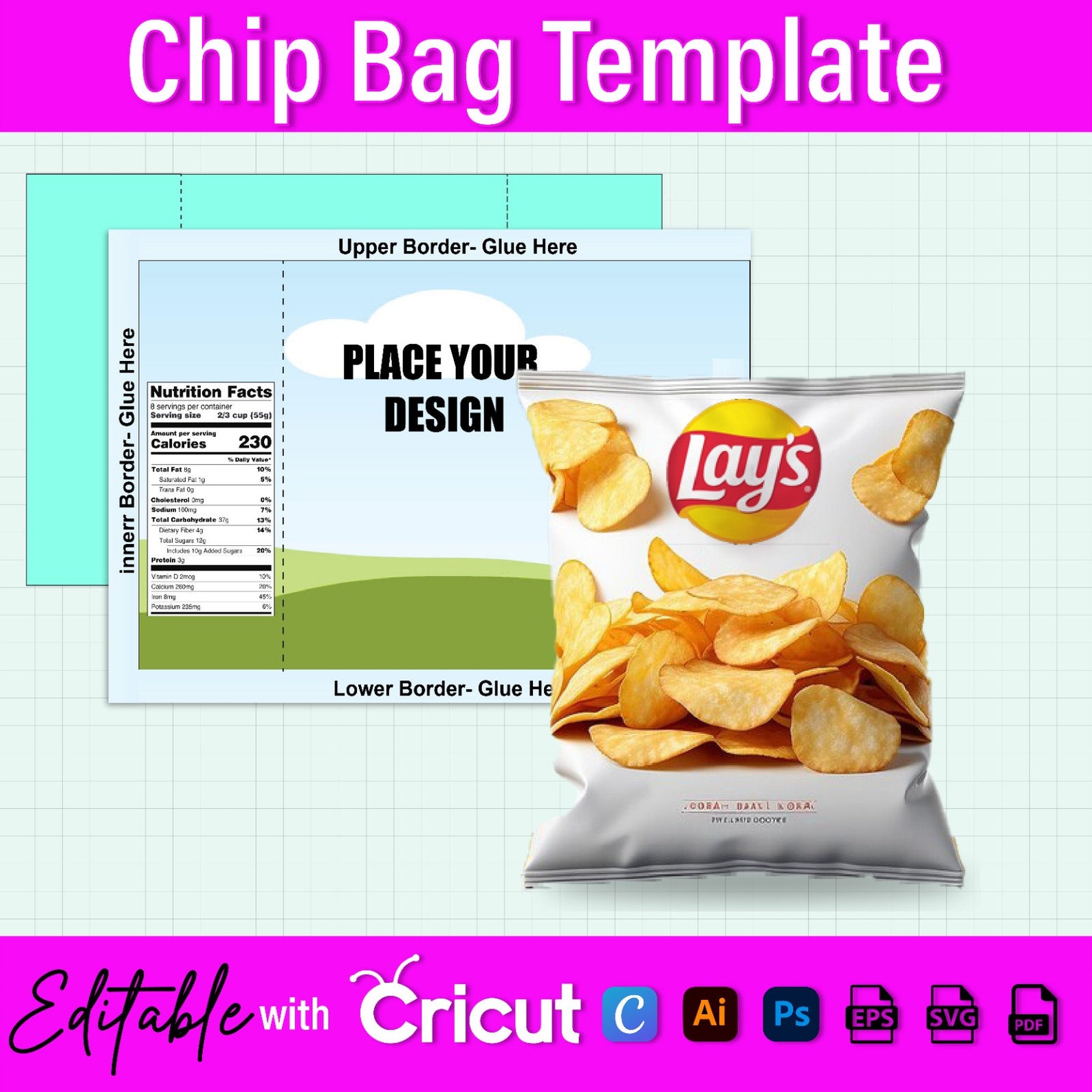 Chip Bag Template, Chip Bag Label, Blank Chip Bag, Custom Chip Bag ...