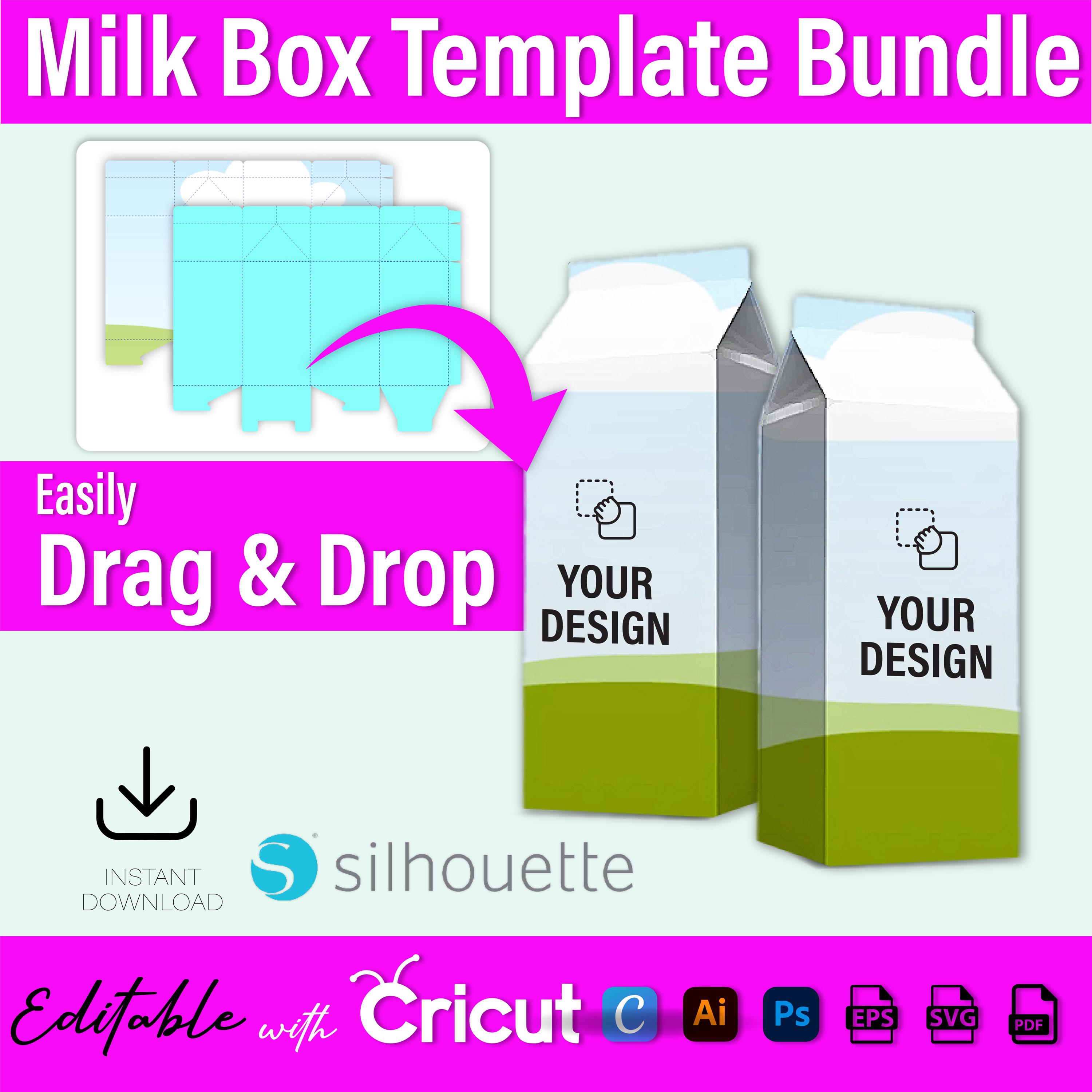 Milk Box Template Bundle, Milk Carton Box Svg, Milk Box Favor Box, Gift ...