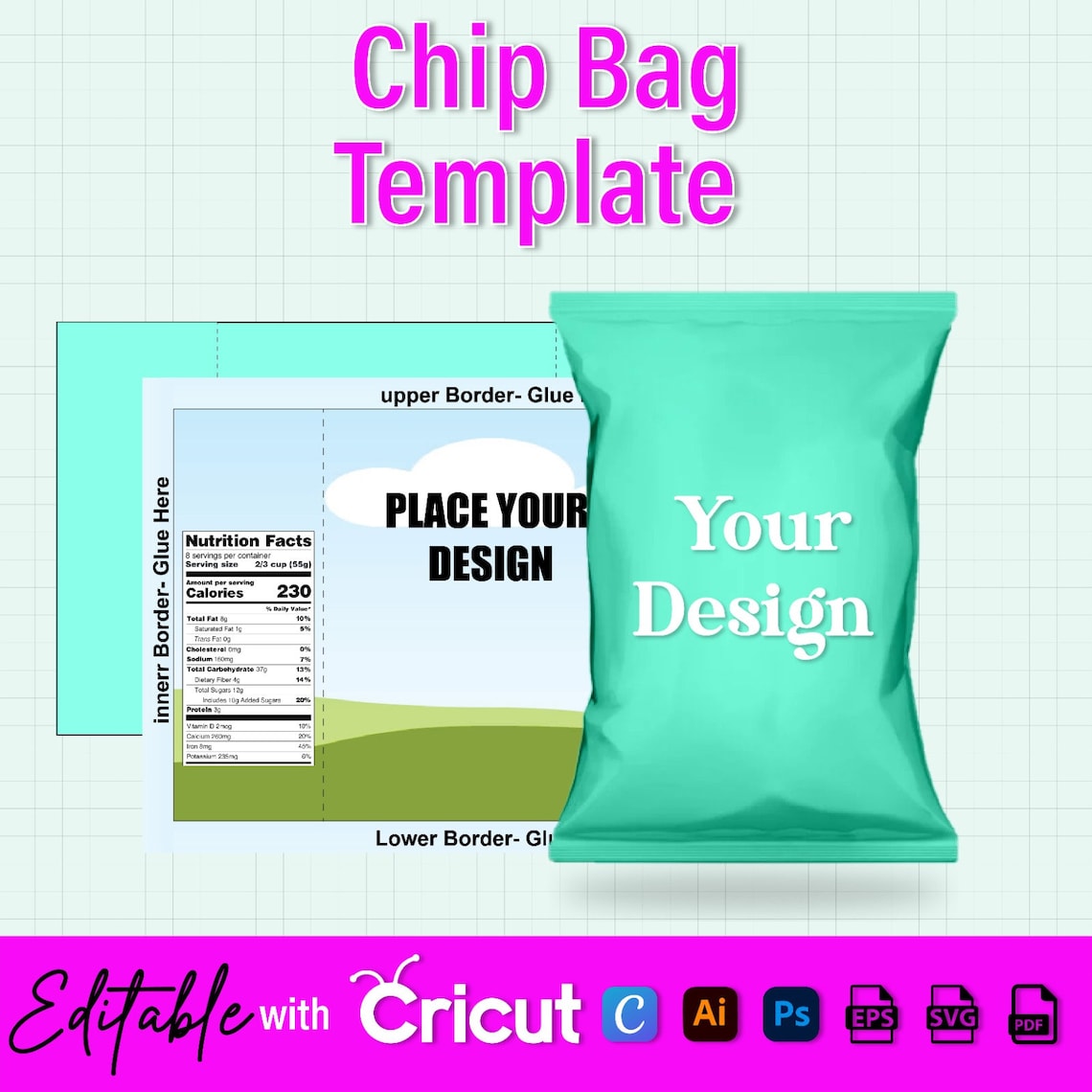 Chip Bag Template, Chip Bag Label, Blank Chip Bag, Custom Chip Bag ...