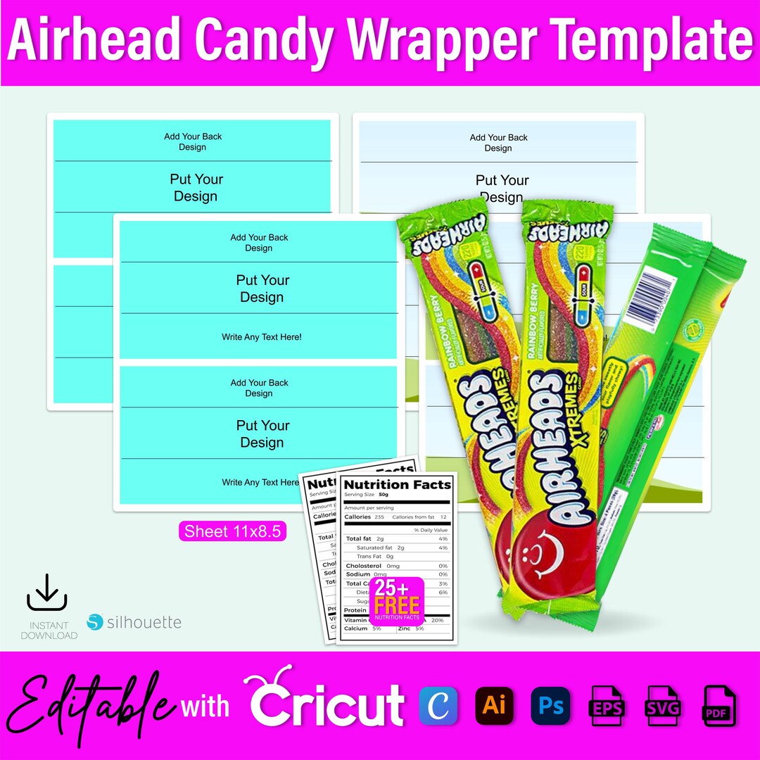 Airhead Candy Wrapper Template: Party Favor Label (canva Editable) - Etsy