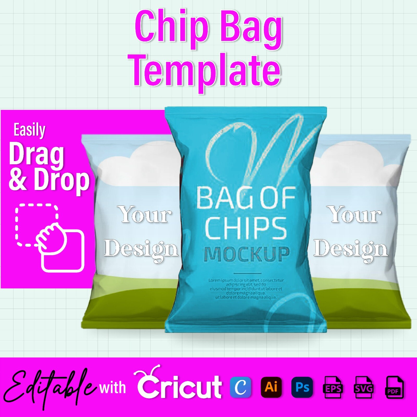Chip Bag Template, Chip Bag Label, Blank Chip Bag, Custom Chip Bag ...