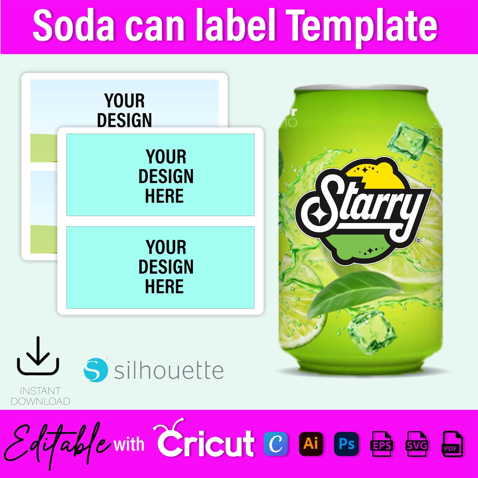 Soda Can Template, Soda Can Wrapper Template, Soda Can SVG, Blank Soda ...