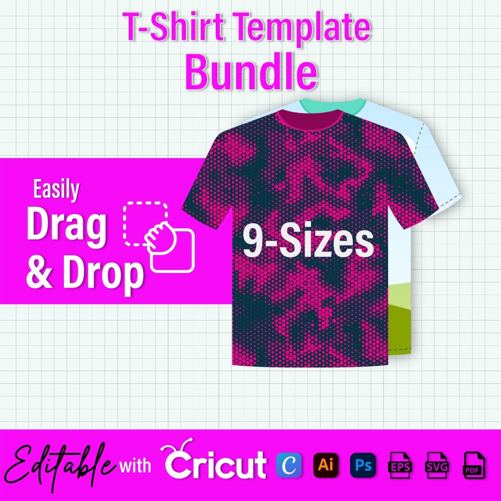 T-shirt Template Bundle: All Over Design, Canva Editable (digital ...