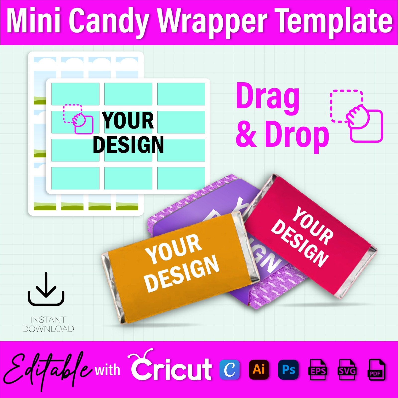 Mini Candy Bar Wrapper Template: Party Favor (canva Editable File) - Etsy