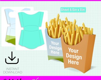 French Fries Box Template, Snack Box Template, Fried Potato Box ...