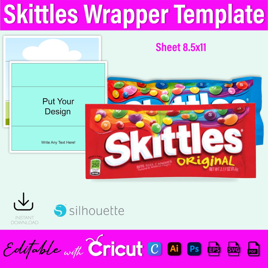 Skittles Wrapper Template, Skittles Wrapper Svg, Skittles Wrapper Label ...